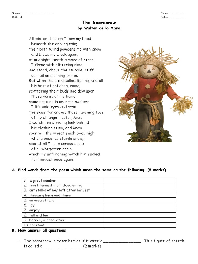 The Scarecrow Poem Analysis | PDF