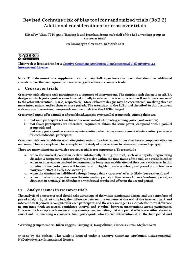RoB 2 Guidance Crossover Trial | PDF | Risk | Meta Analysis