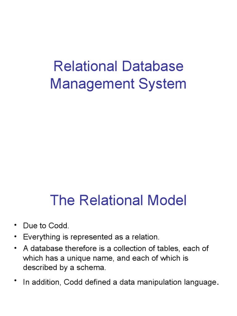 Lecture 06 Relational Database Management System Pdf Relational Database Relational Model