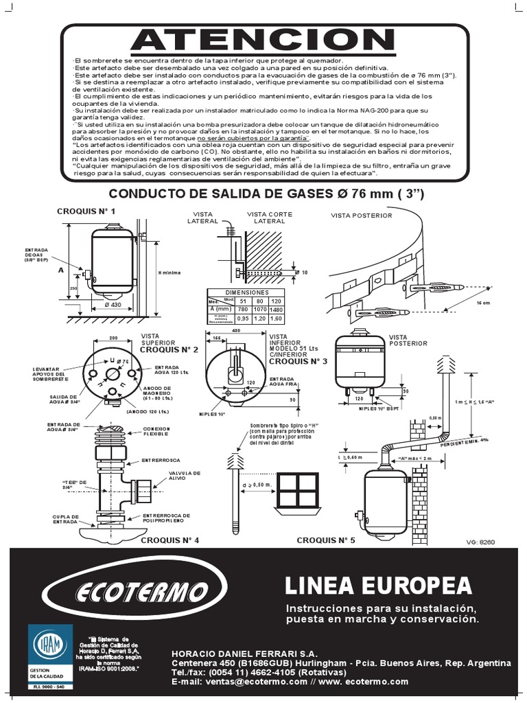 Termotanque Le 51 C Inf | PDF | Tap (Válvula) | Agua