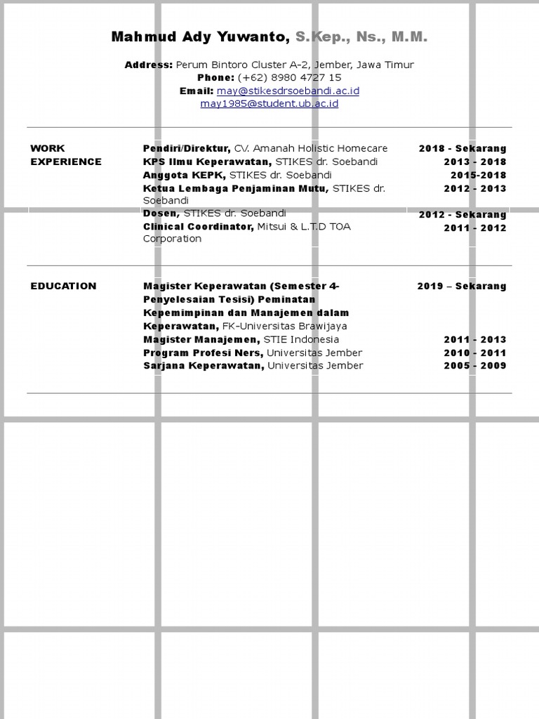 Curriculum Vitae Mahmud Ady Yuwanto Fix-Digabungkan | PDF | Medicine | Diseases And Disorders