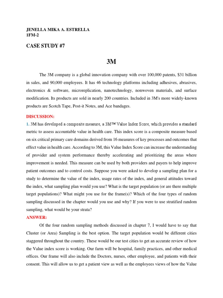 Case Study #7: Jenella Mika A. Estrella 1FM-2 | PDF | Liquid Crystal Display | Sampling (Statistics)