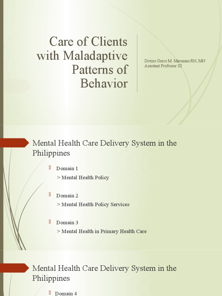 Care Of Clients With Maladaptive Patterns Of Behavior Pdf