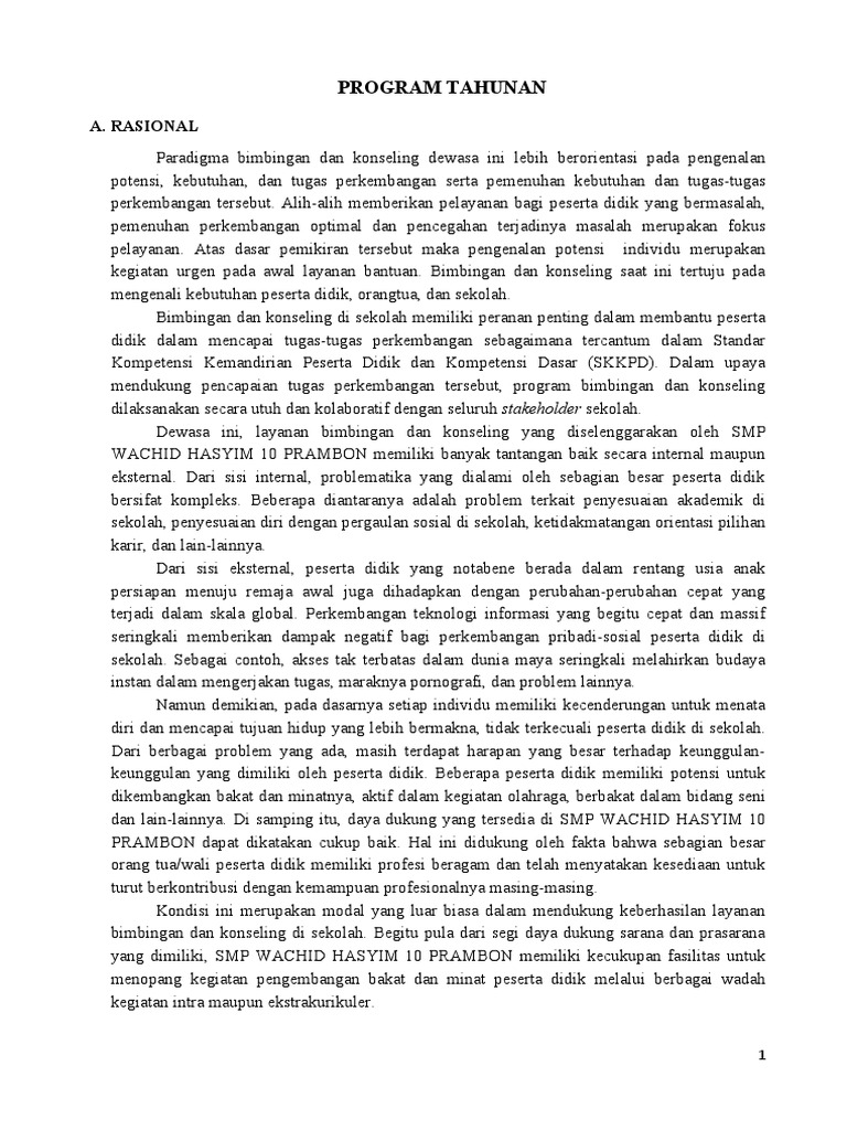 PROGRAM BK Kelas 8 2021/2022 | PDF