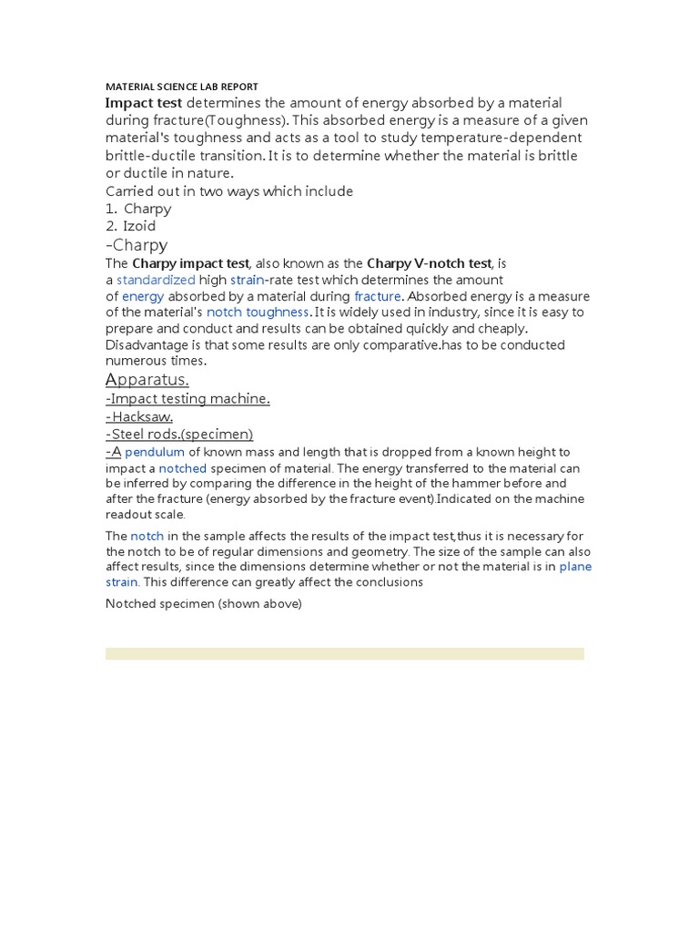 Material Science Lab Report | PDF