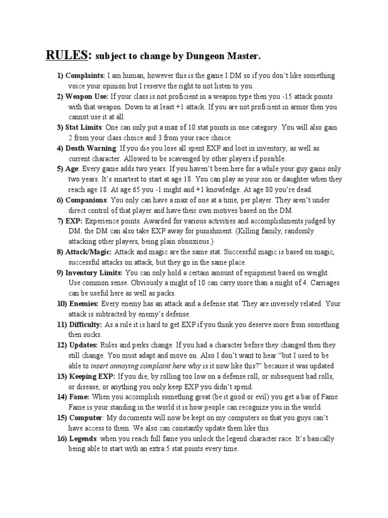 Rules:: Subject To Change by Dungeon Master | Descargar gratis PDF ...