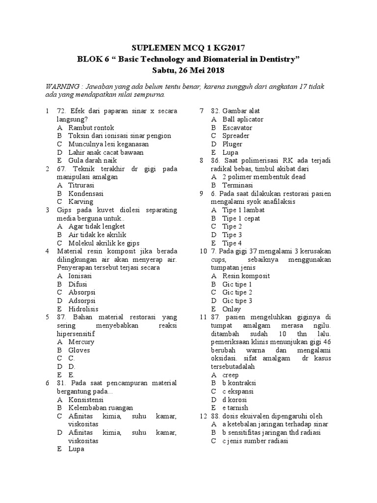 Blok 6 - Suplemen MCQ 1 Kg2017 Revisi | PDF Blok 6 - Suplemen MCQ 1 Kg2017 Revisi | PDF