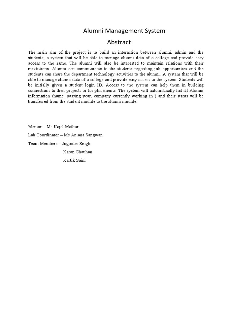Alumni Management System Overview | PDF