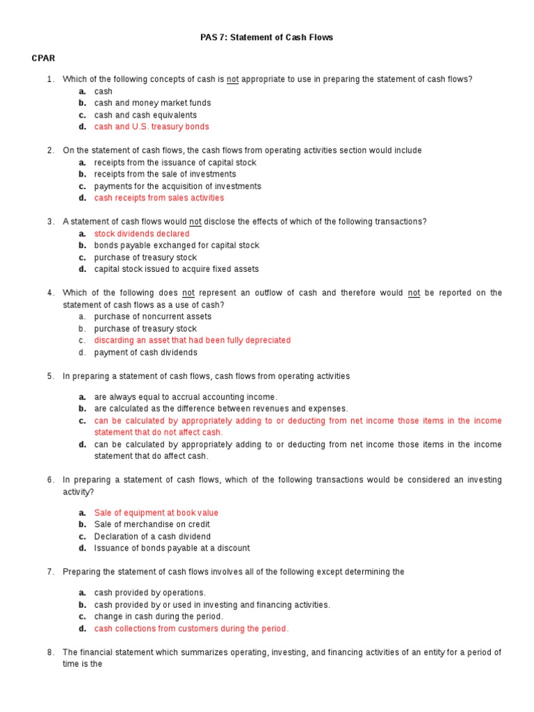 PAS 7 Statement of Cash Flows | PDF | Cash Flow Statement | Dividend