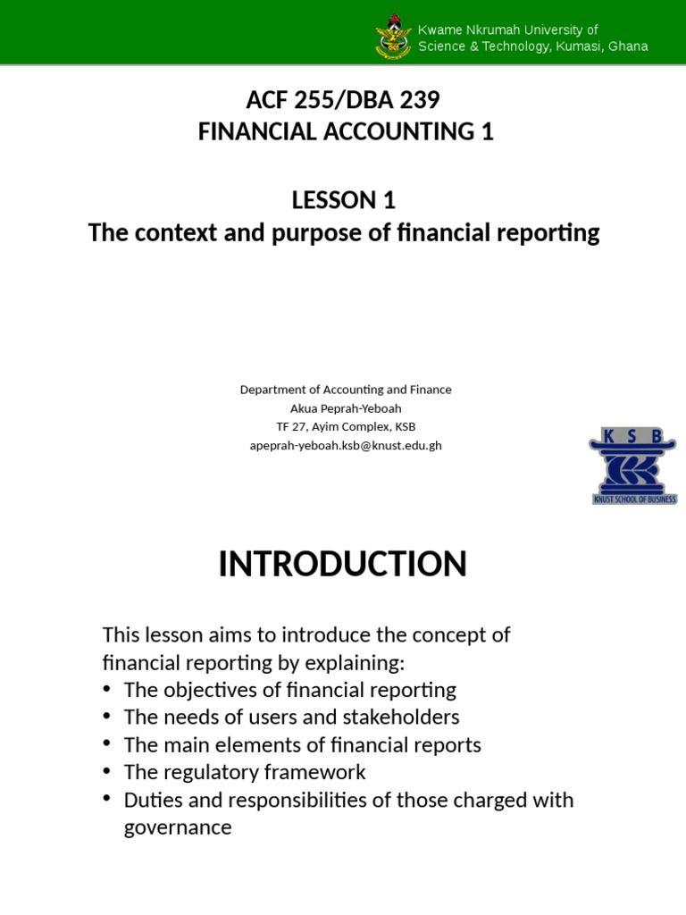 Lesson 1 DBA 255 | PDF | International Financial Reporting Standards ...