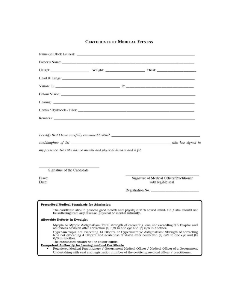 VOCLET Medical Certificate | PDF