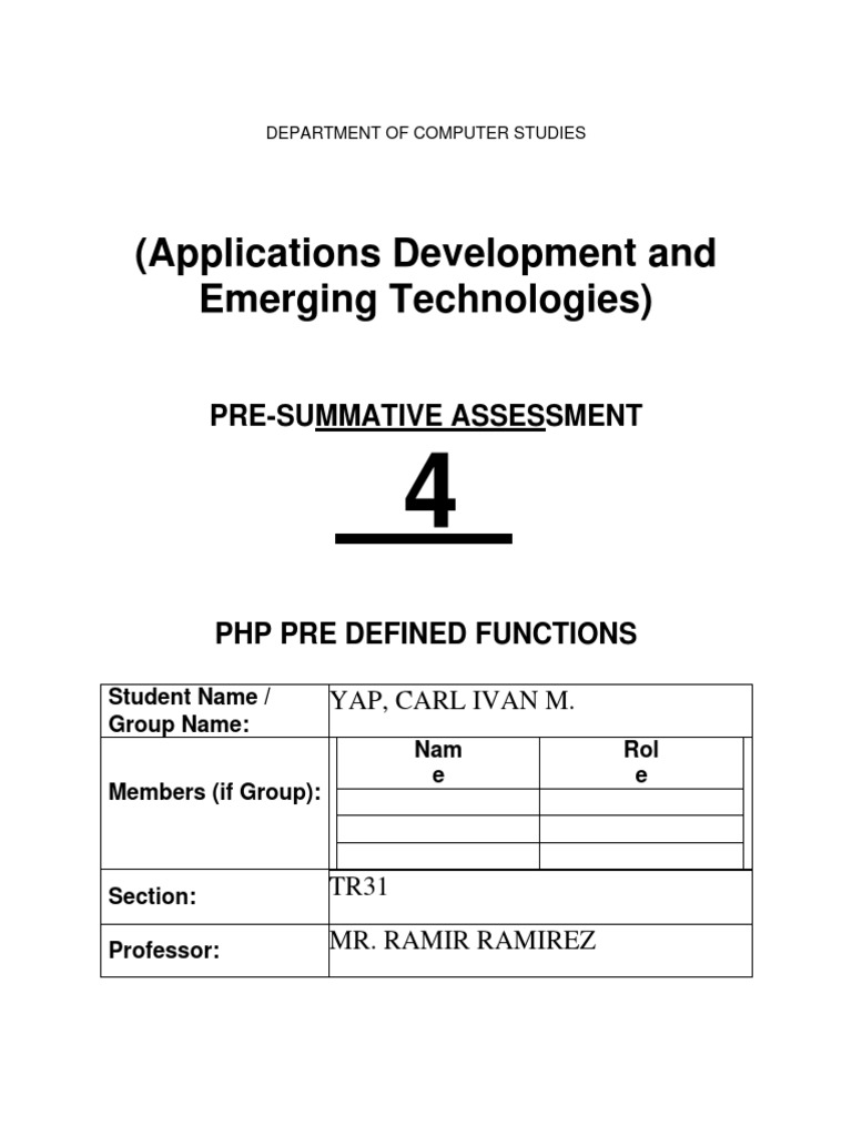 PSA4 Technical Predefined Functions PDF | PDF | Php | Computer File