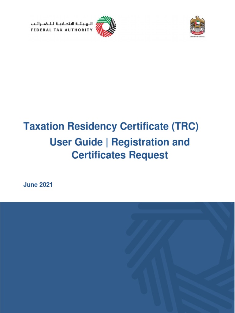 Taxation Residency Certificate (TRC) User Guide - Registration and ...