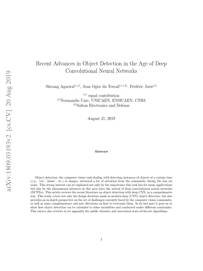 1 Recent Advances In Object Detection In The Age Of Deep Convolutional