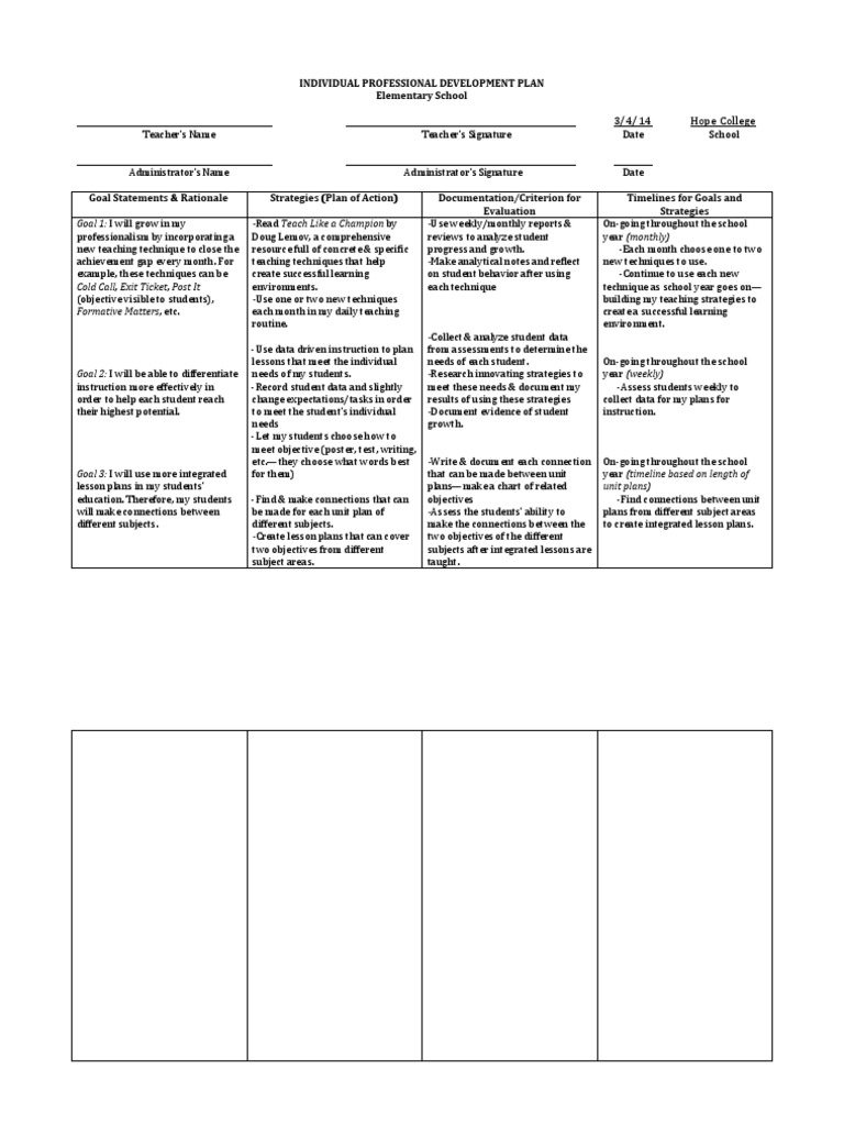 Individual Professional Development Plan PDF Free | PDF | Psychological ...