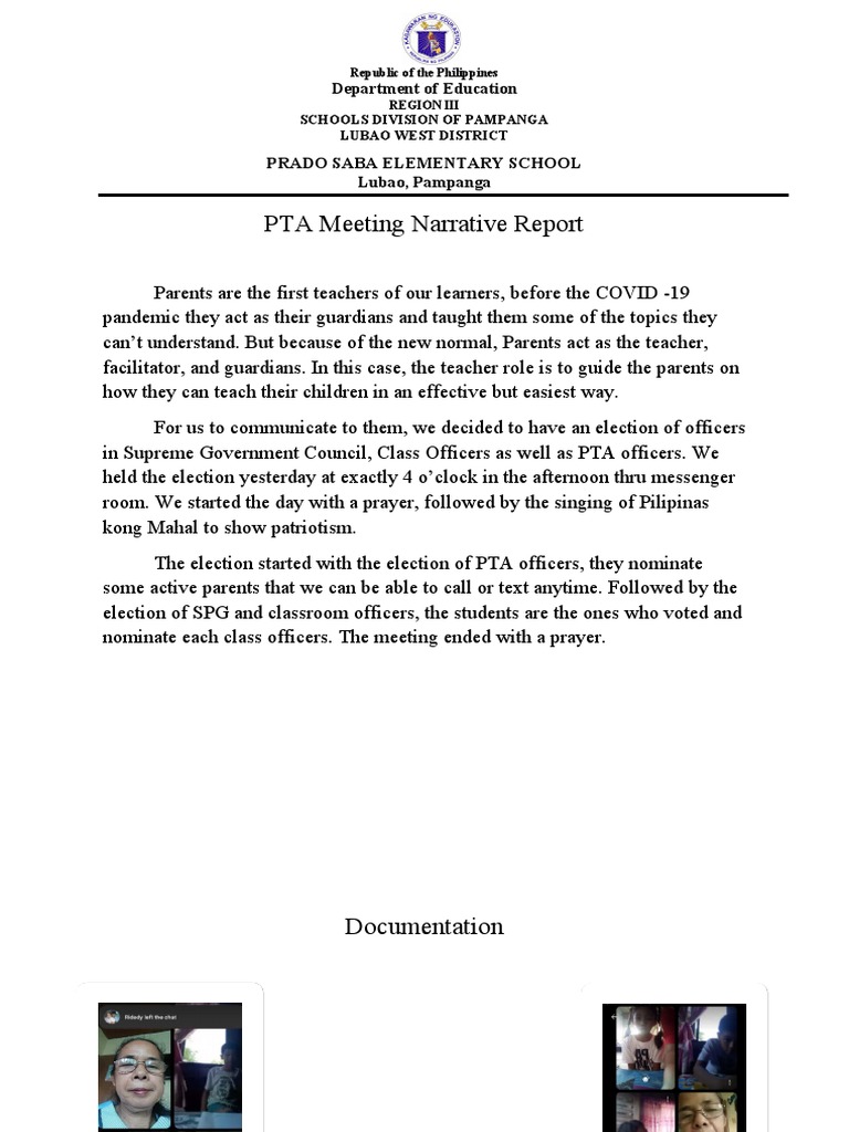 Narrative Report in PTA Meeting | PDF