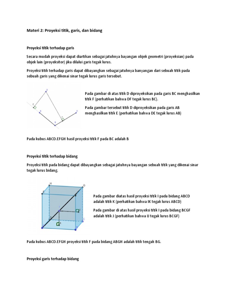 Proyeksi Titik, Garis, Bidang | PDF