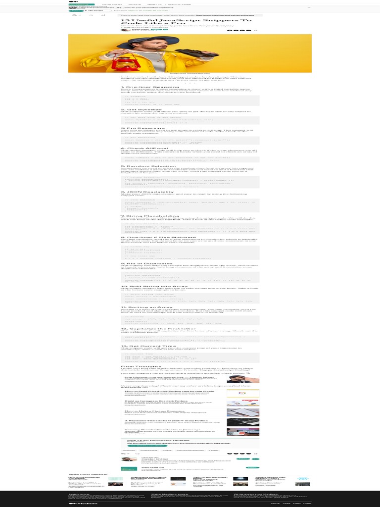 13 Helpful JavaScript Snippets for Everyday Coding Tasks | PDF | Java ...