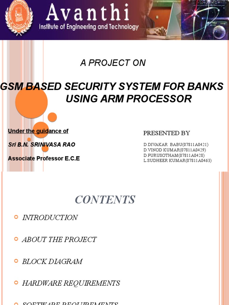 GSM Based Security System For Banks Using Arm Processor: A Project On ...