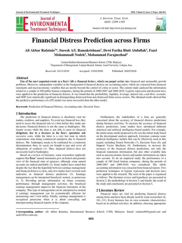 Financial Distress Prediction Across Firms | PDF | Logistic Regression ...