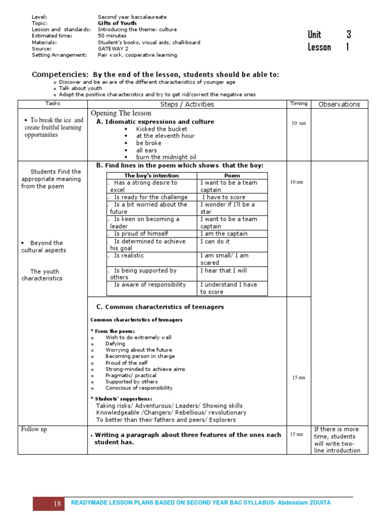 Unit 3 Lesson 1 | PDF | Lesson Plan | Learning