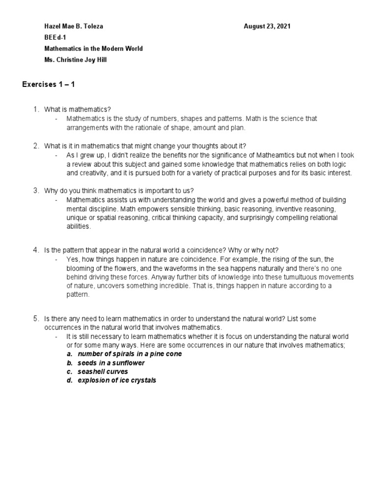 MITMW Exercise1 BEED (1) - Toleza | PDF