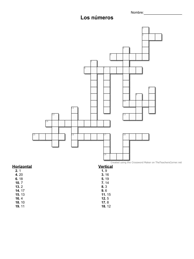 Crossword Puzzle Number Clues | PDF