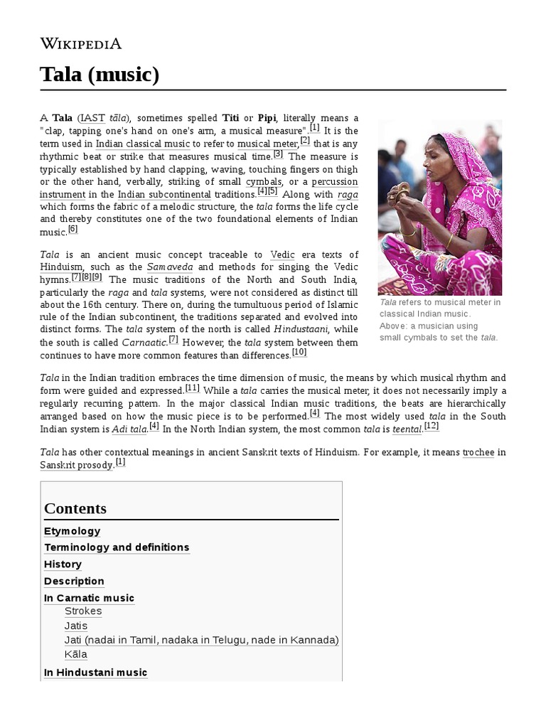 Tala (Music) : Etymology Terminology and Definitions History ...
