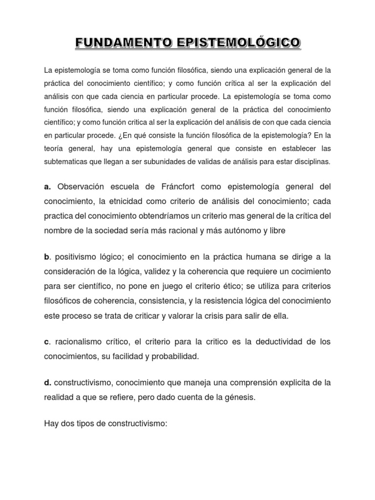 Fundamento Epistemológico | PDF | Aprendizaje | Conocimiento
