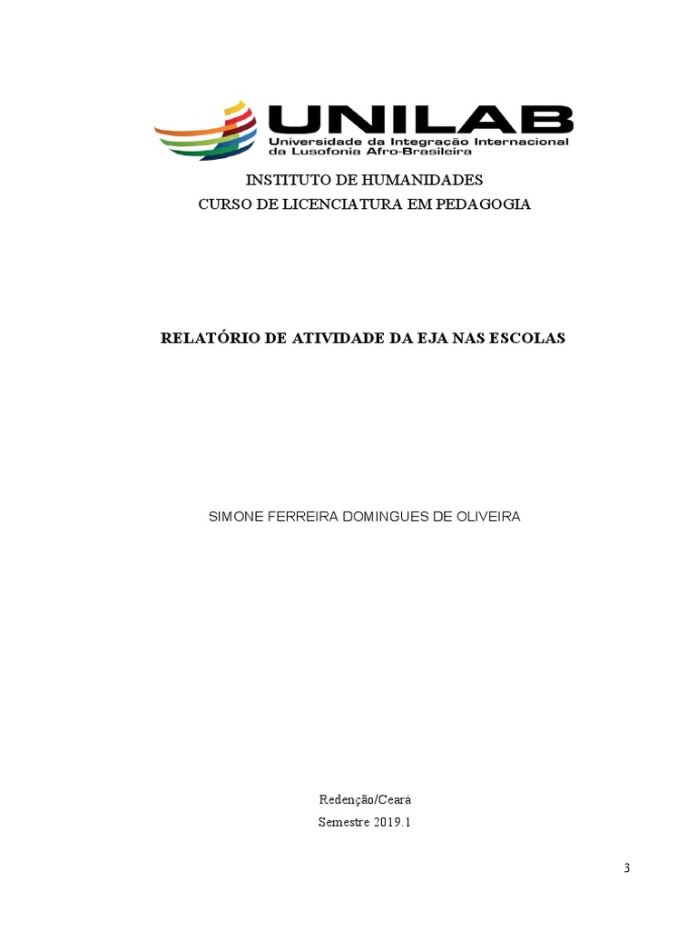 Eja Modelo de Relatório Eja | PDF | Pedagogia | Aprendizado