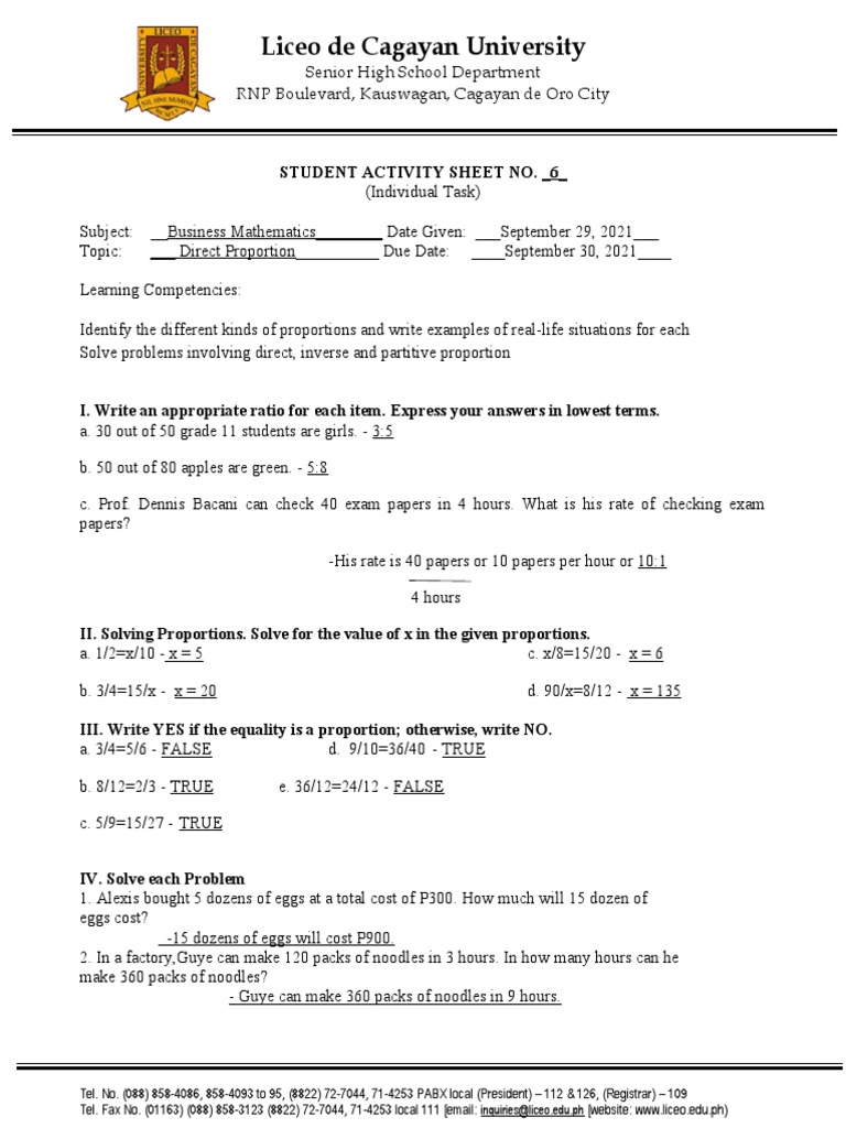 Business Math: Direct Proportion Guide | PDF