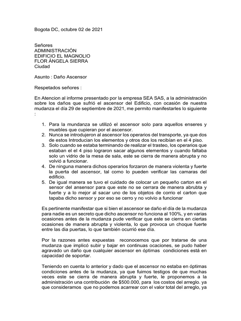 Carta Corregida | PDF | Ascensor