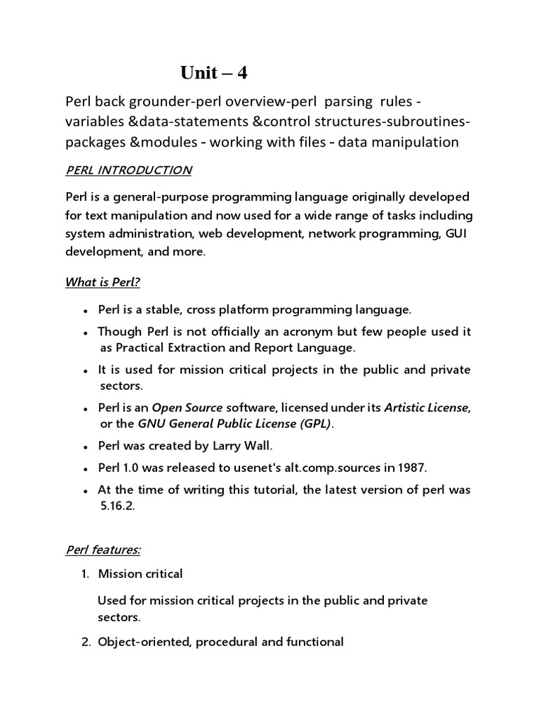 Osp Perl Document | PDF | Perl | Control Flow Osp Perl Document | PDF | Perl | Control Flow