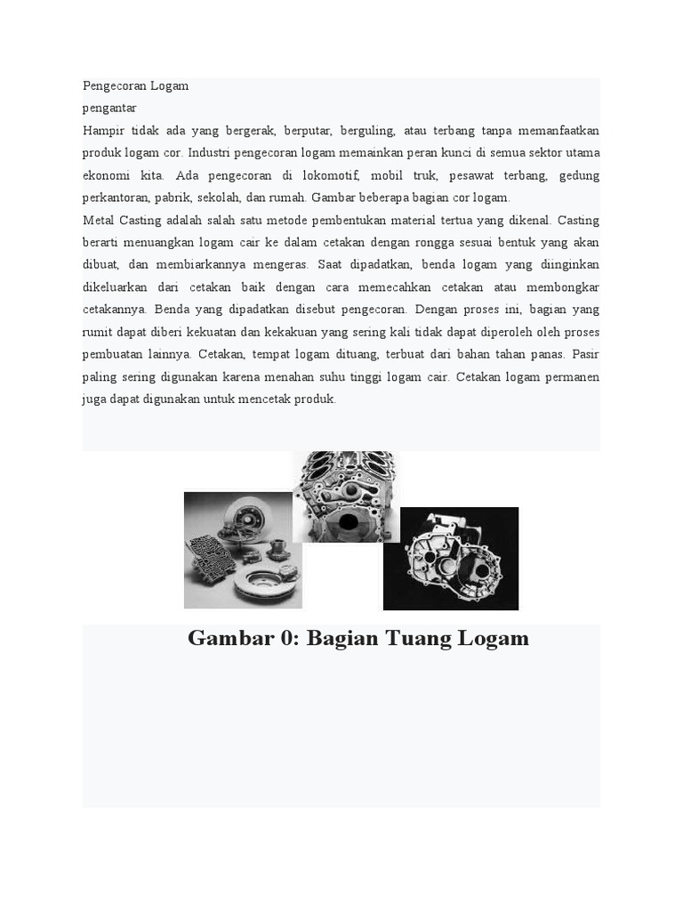 Proses dan Sejarah Pengecoran Logam | PDF