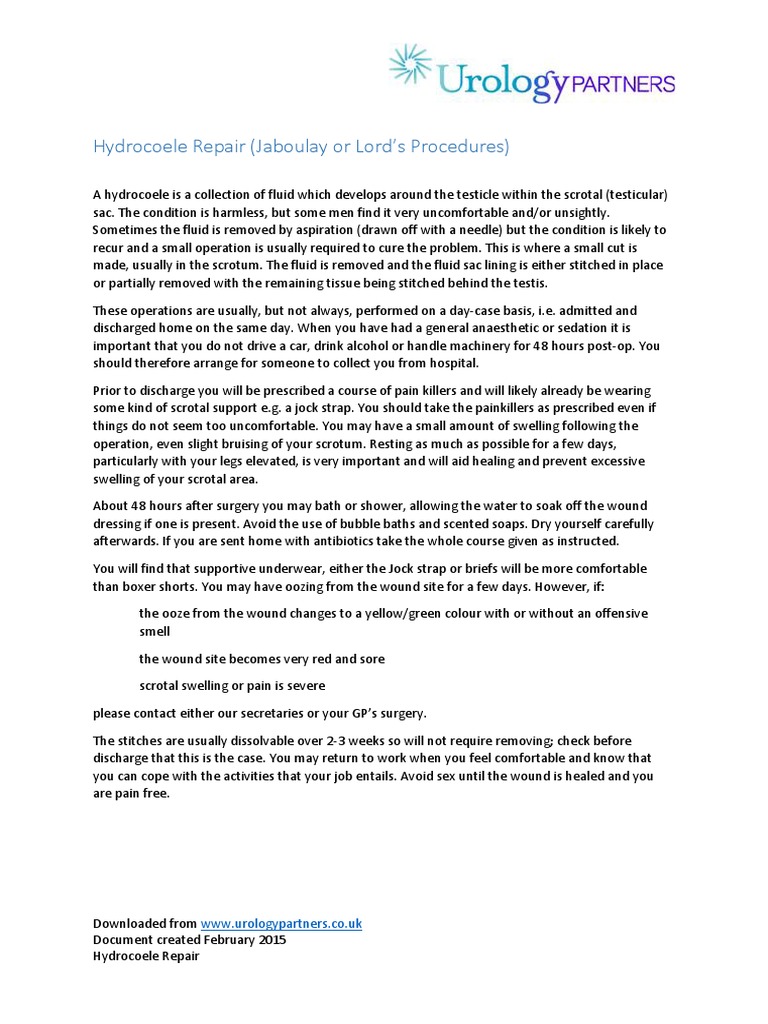 Hydrocoele Repair (Jaboulay or Lord's Procedures) : WWW ...
