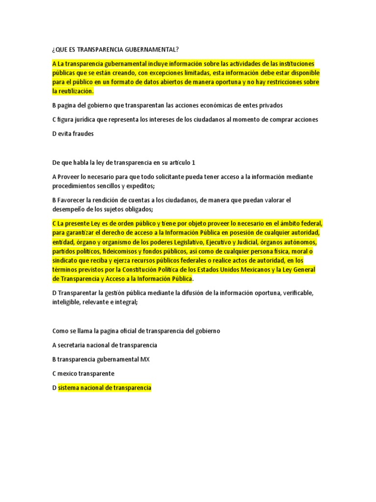 Que Es Transparencia Gubernamental | PDF