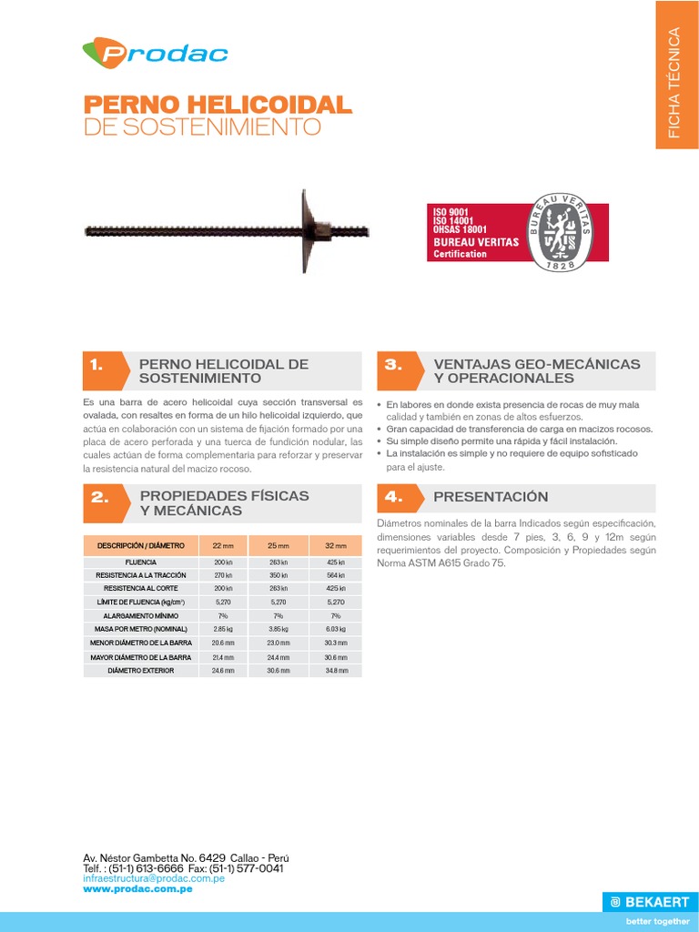 Perno Helicoidal | PDF | Ingeniería de Edificación