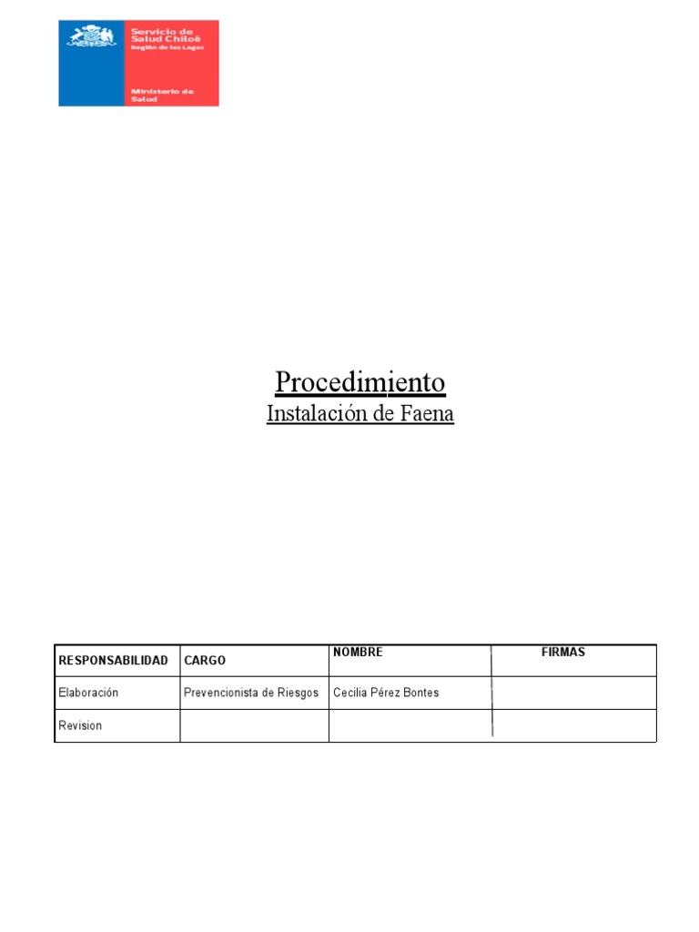 24.-Procedimiento Instalación de Faenas | PDF | Agua | Agua potable