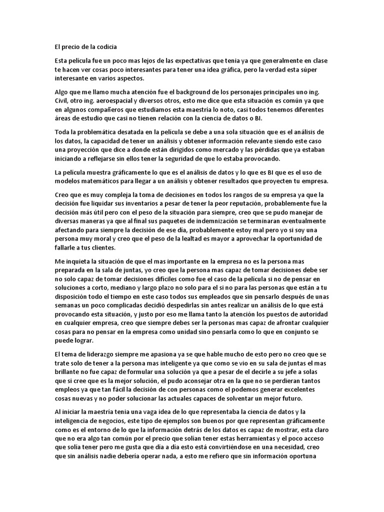 El Precio de La Codicia | PDF | Información | Liderazgo