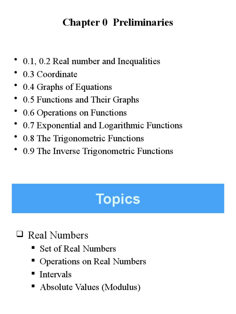 Chapter 0 Preliminaries | PDF | Function (Mathematics) | Trigonometric Functions