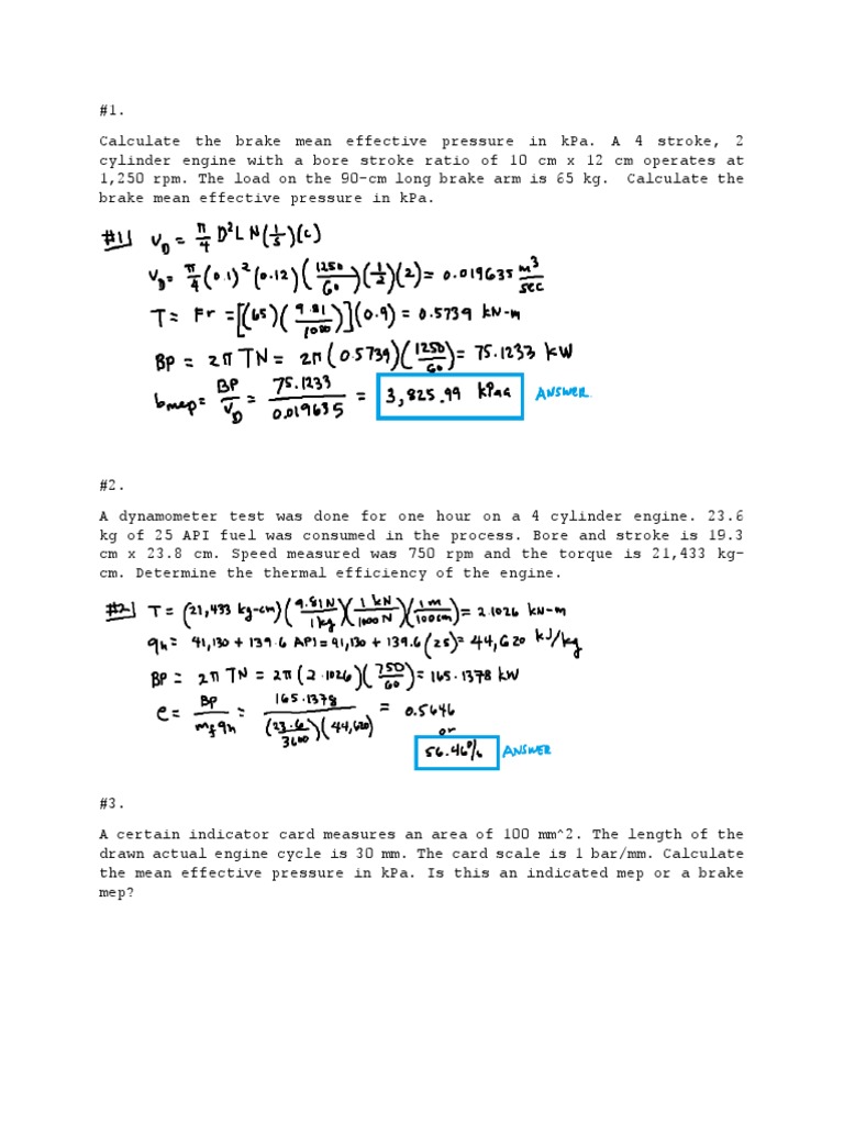 Engine Performance Calculations | PDF