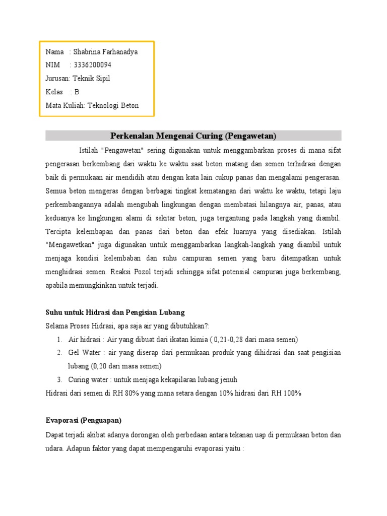 Curing Beton: Teknik dan Serangan Asam | PDF | Sains & Matematika