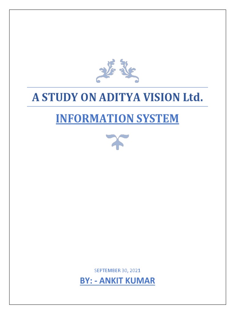 A Study On Aditya Vision LTD | PDF | Decision Support System ...