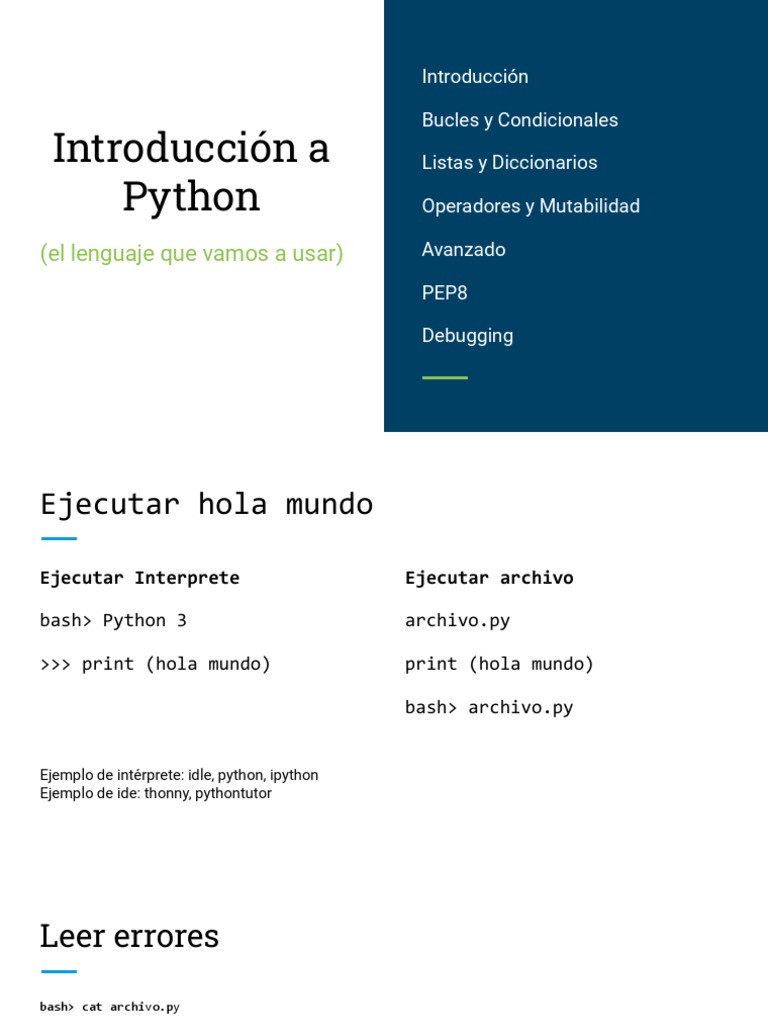 01 - Introduccion Python | PDF | Python (lenguaje de programación) | Programación de computadoras