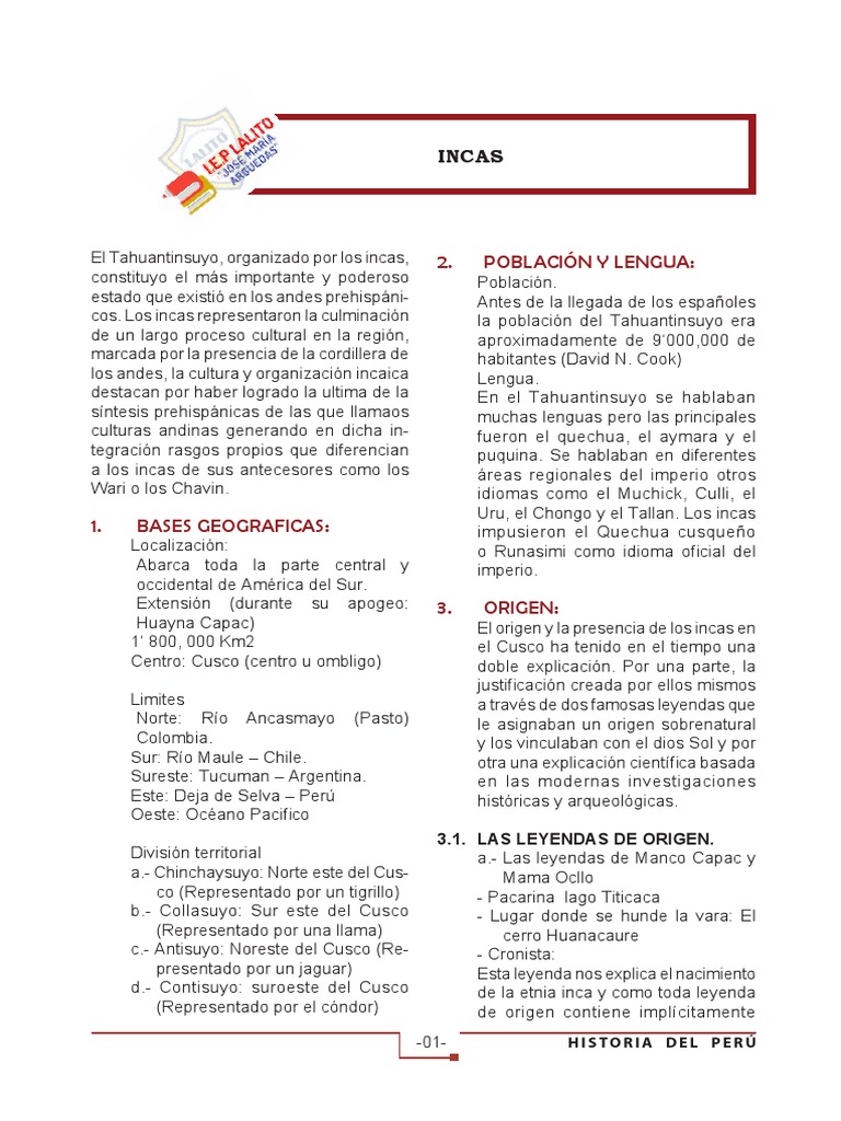 Los Incas: Población, lengua y origen del imperio inca | PDF | Imperio ...
