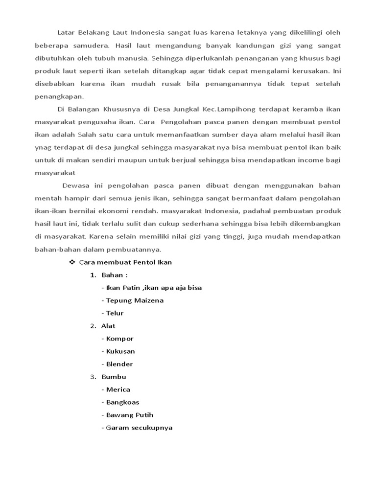 Laporan Ikan Pentol | PDF