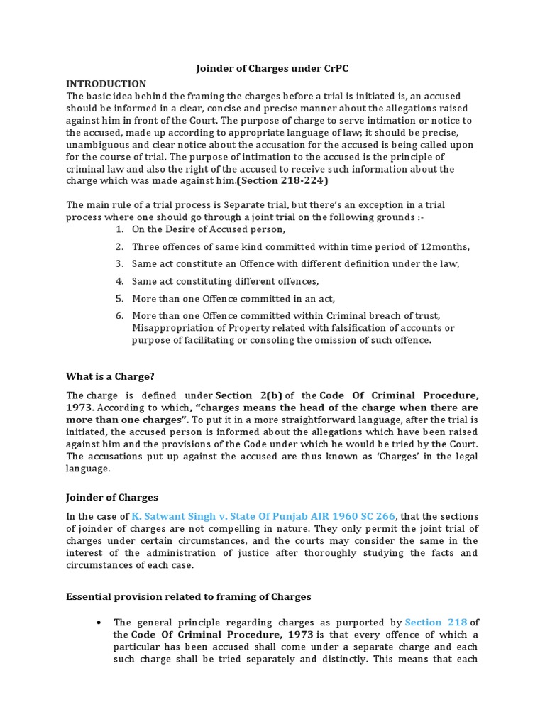 Joinder of Charges Under CRPC | PDF | Crimes | Crime & Violence