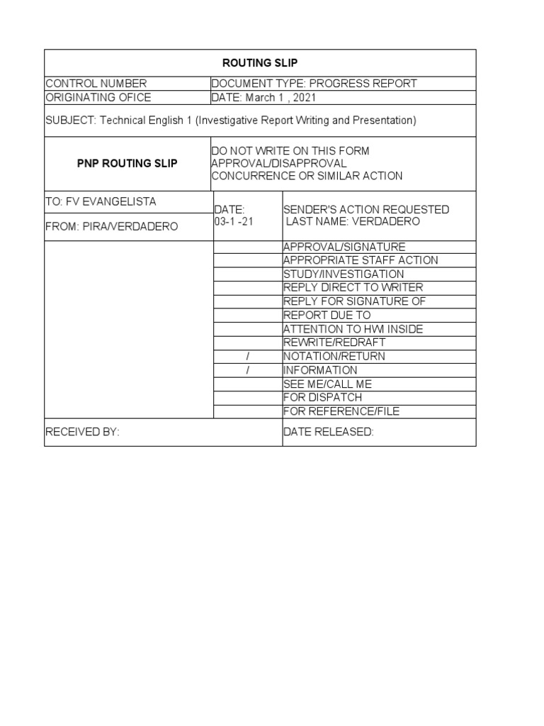 PNP Routing Slip | PDF