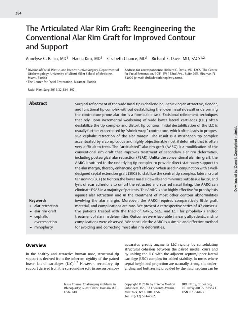 The Articulated Alar Rim Graft: Reengineering The Conventional Alar Rim ...
