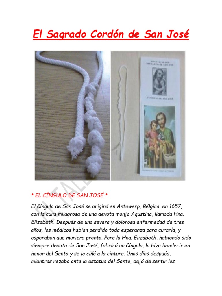La devoción del Sagrado Cíngulo de San José | PDF | Oración | María ...